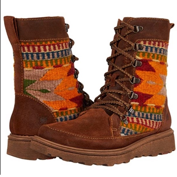 Born | Shoes | Born Oriana Lace Up Boots Knit Suede Leather Brown ...